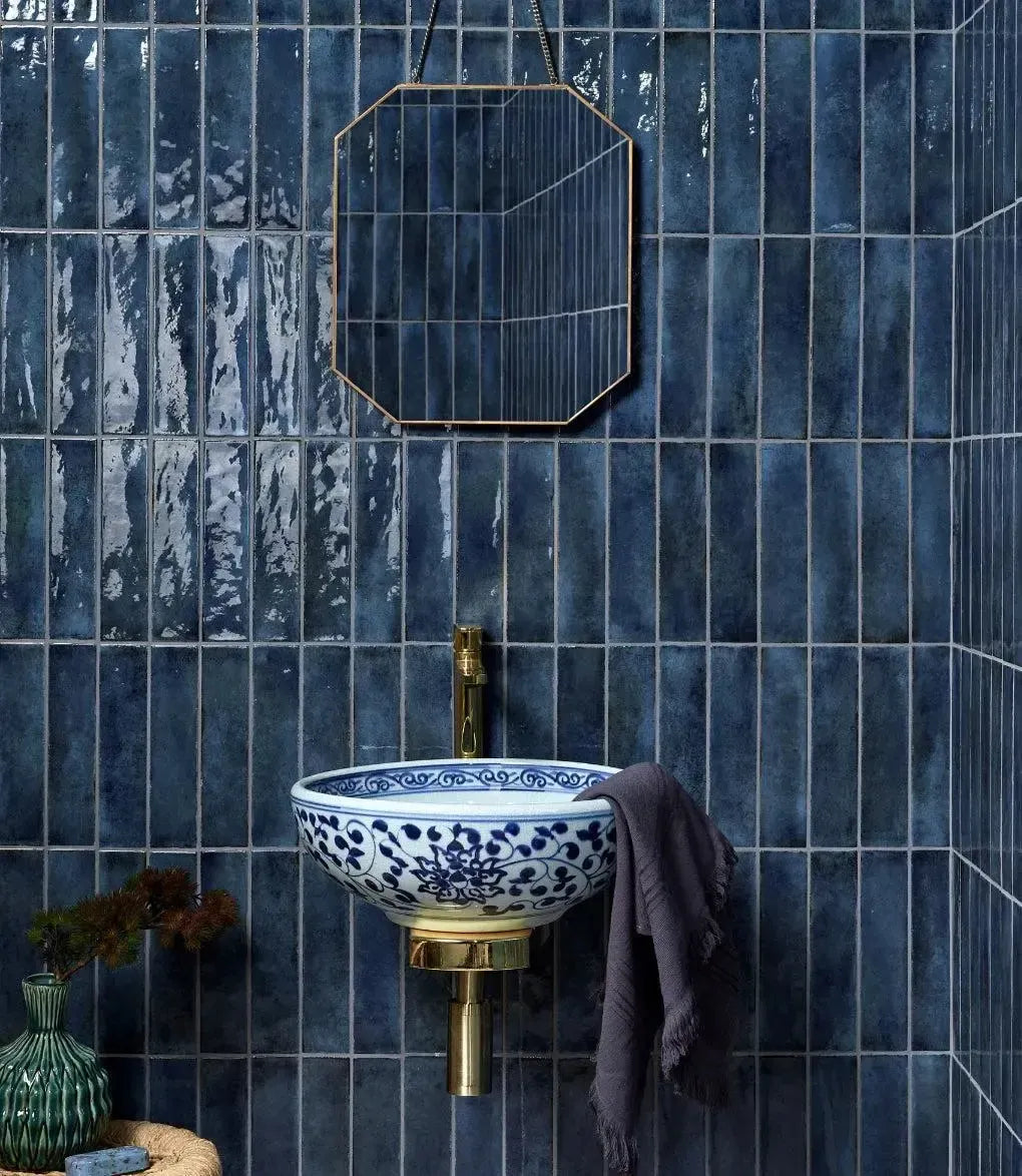Shop Navy Blue Metro Tiles | Aura Blue | Baked Tiles