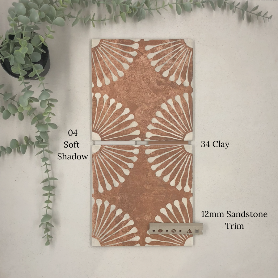 Patterned Terracotta Look Tile | Havana Nights Fan Cotto – Baked Tiles