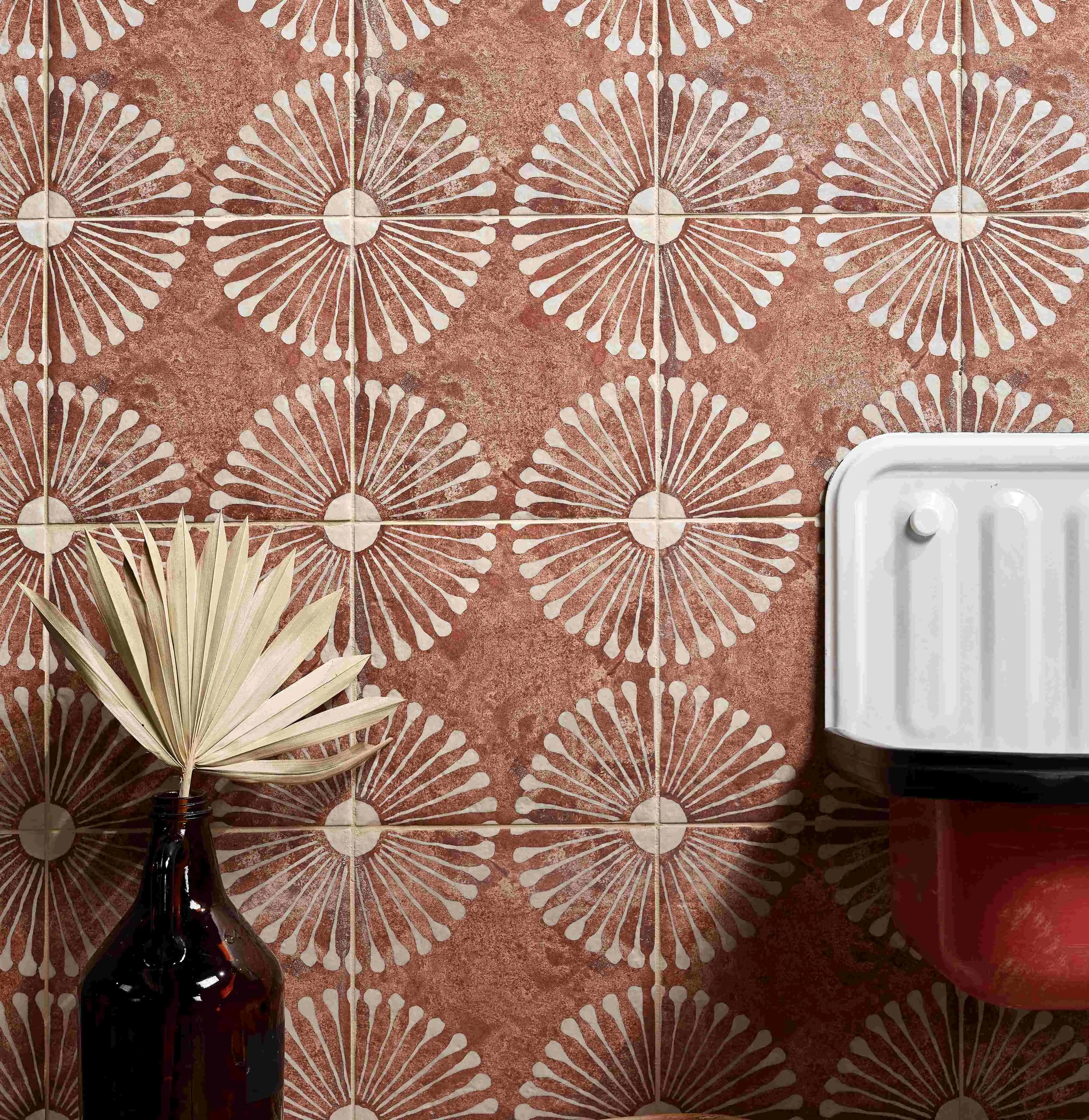 Patterned Terracotta Look Tile | Havana Nights Fan Cotto – Baked Tiles