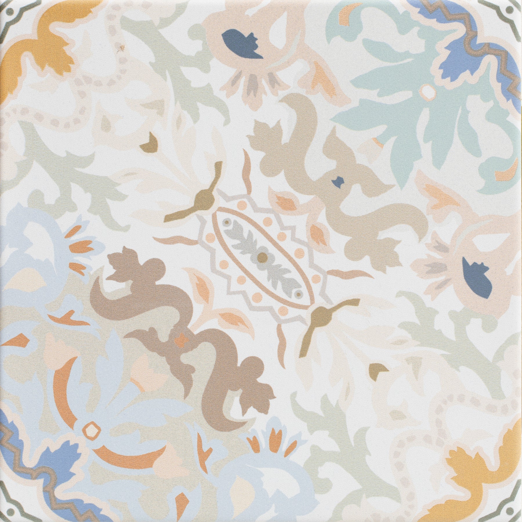 Khadi Pastel Patterned Tiles | Boho Floor Tiles| Baked Tiles