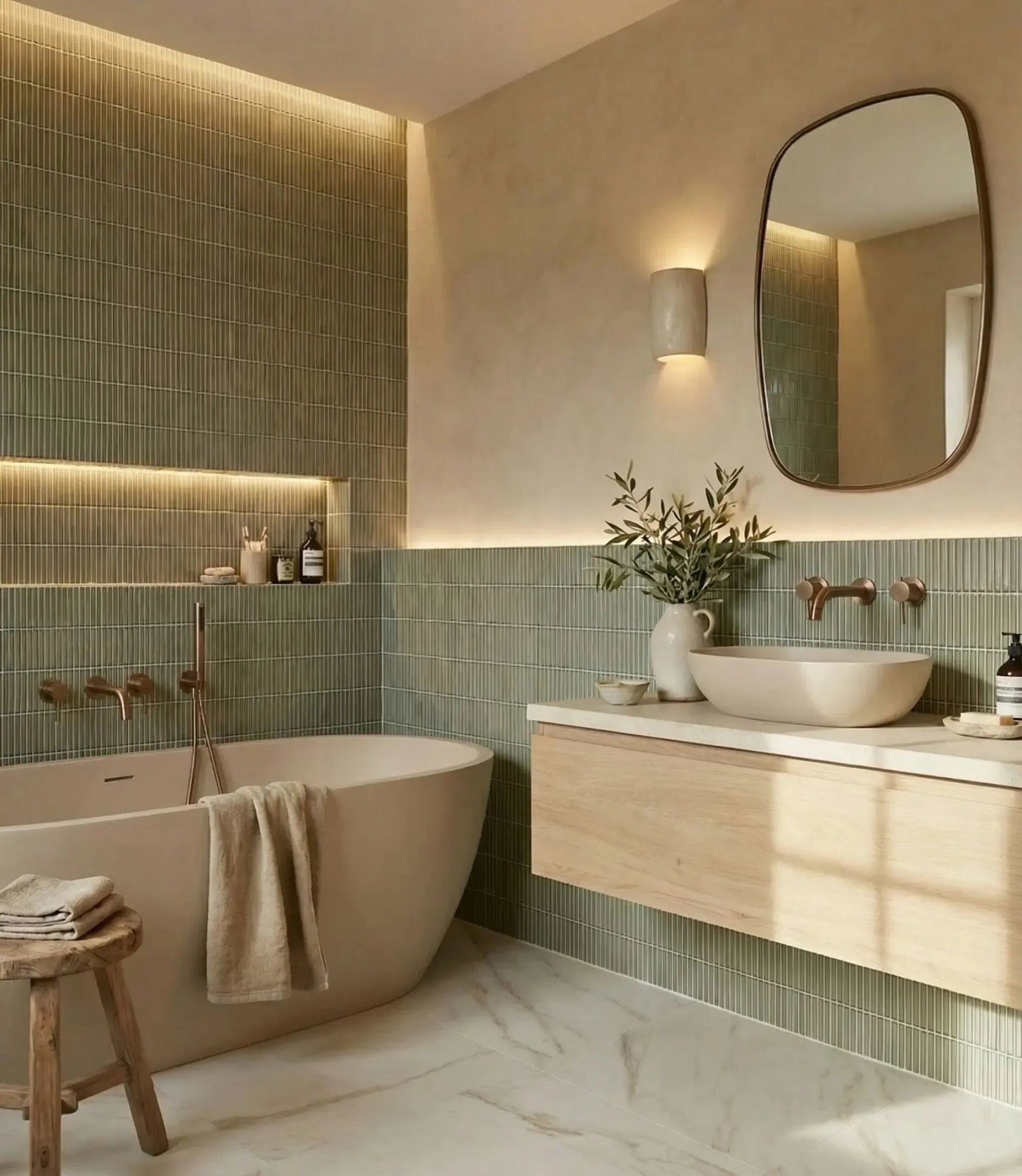 KitKat Avocado Green Mosaic Tile | Baked Tiles