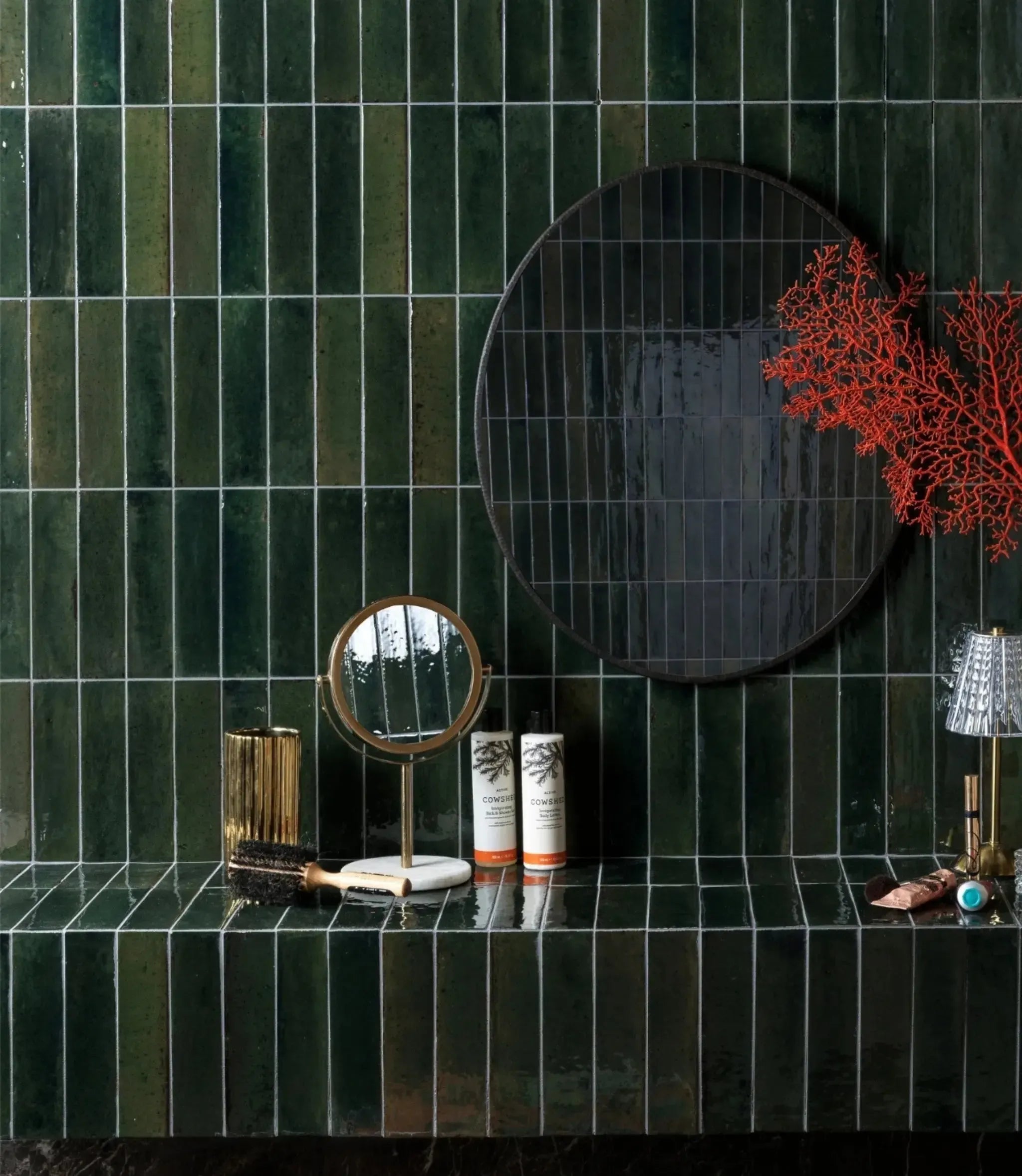 Lustrous Nouveau Alligator Green 23.7cm x 5.7cm – Baked Tiles