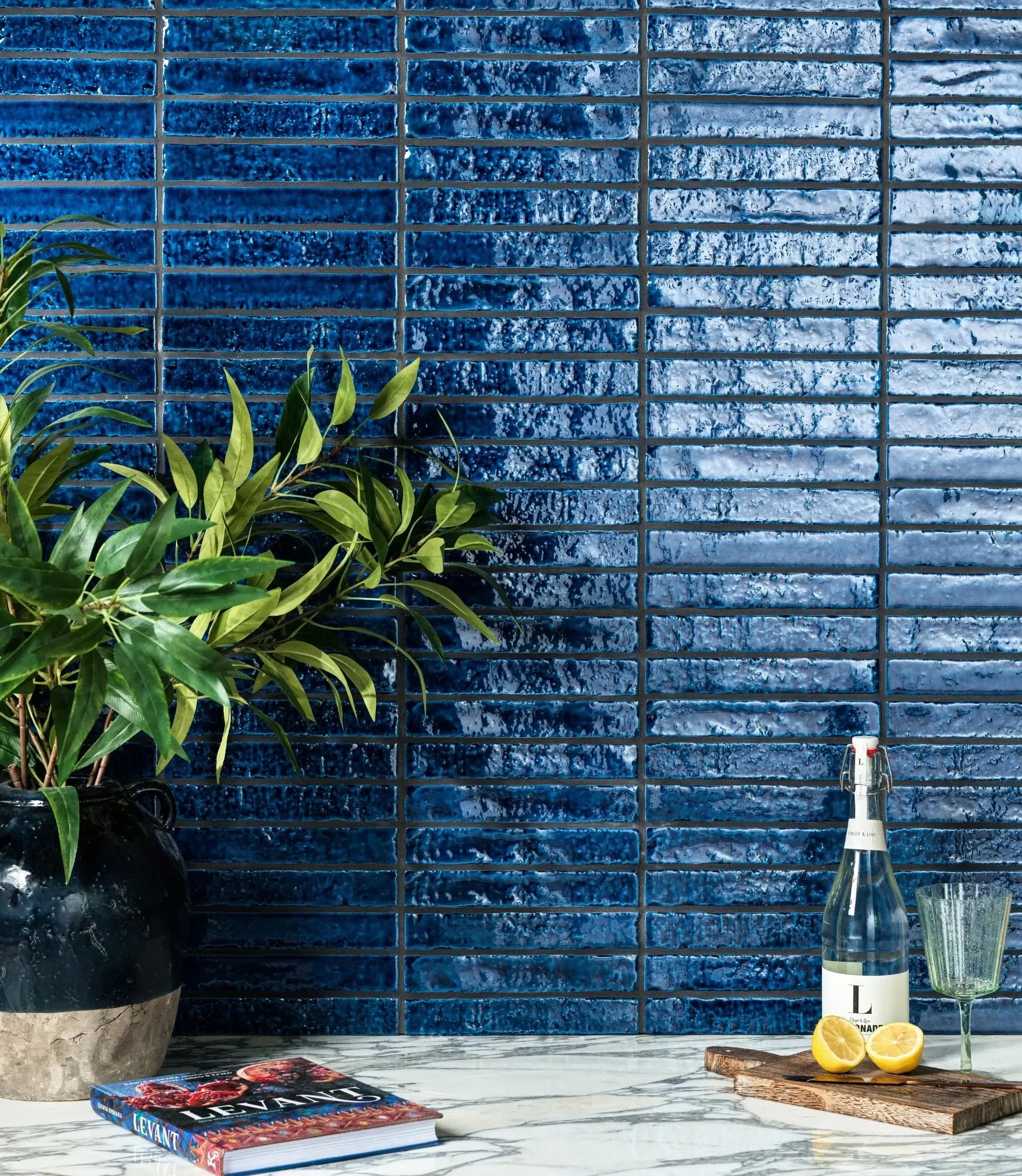 Rapture Crackle Indigo 3.8 x 23.5cm - Clearance – Baked Tiles