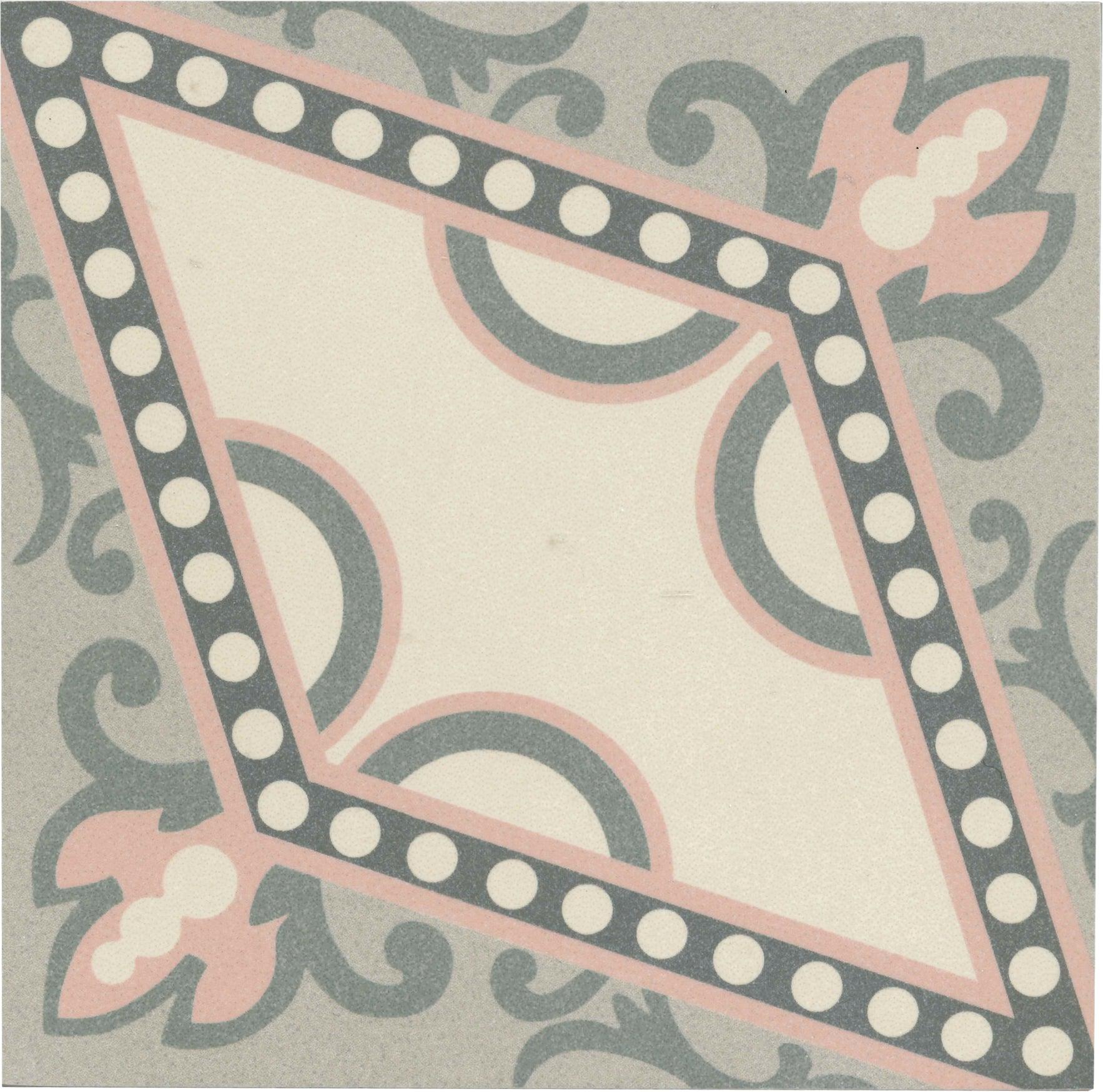 Victorian Encaustic Tiles | Pink Victorian Floor Tiles with Border ...