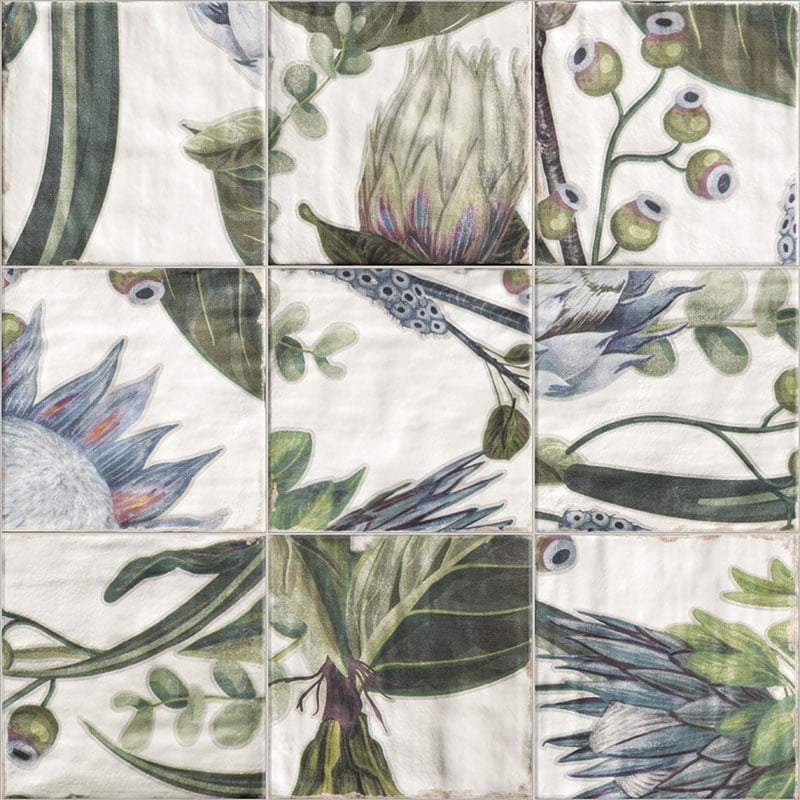 Tuscany Botanical Décor 20cm x 20cm – Baked Tiles